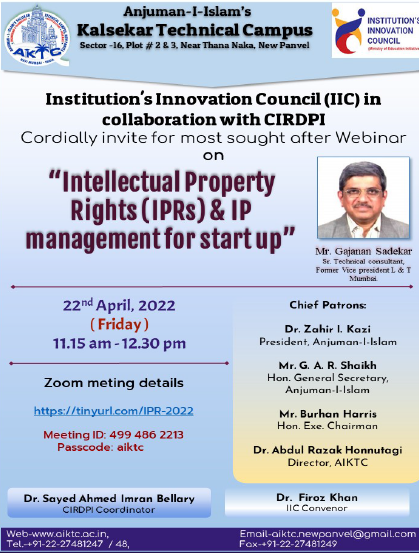 Intellectual Property Right (IPR) - Kalsekar Technical Campus